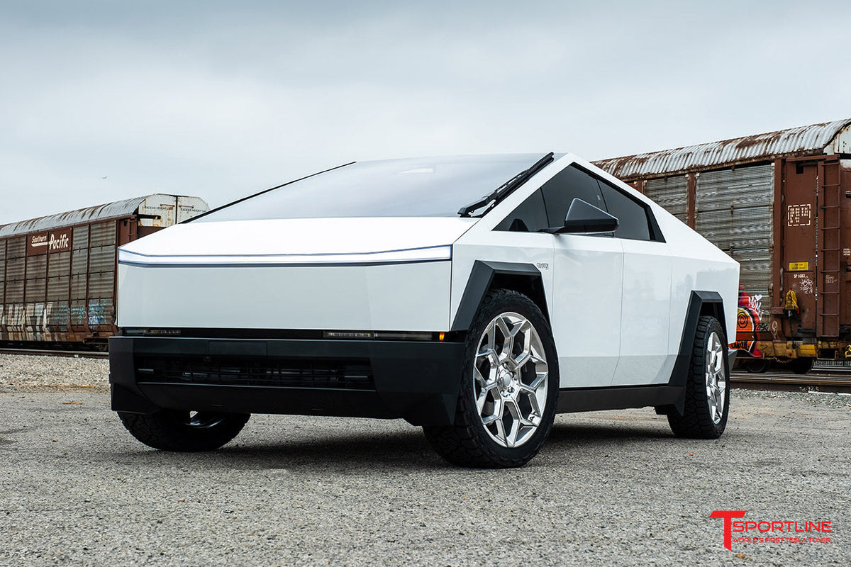 3M High Gloss White Tesla Cybertruck with 24" CT7 Wheels - T Sportline ...