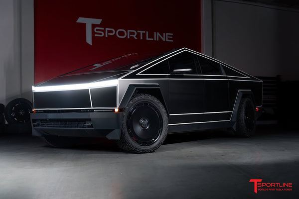 3M Satin Black "Project TRON" Cybertruck with 24" CTM Wheels - T ...