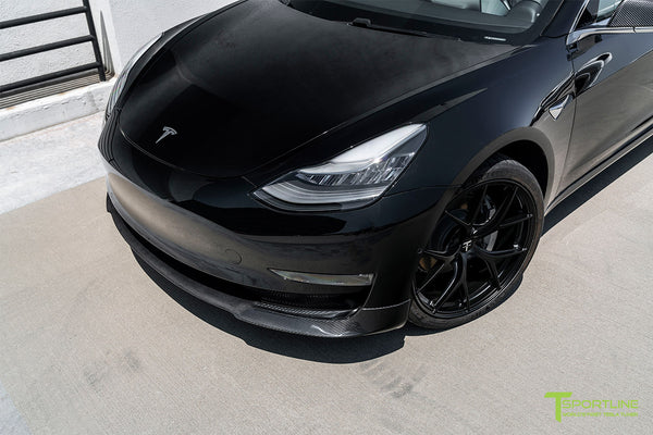 Black Performance Tesla Model 3 with Carbon Fiber Tesla Model 3 Front ...