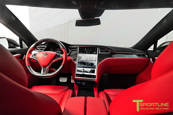 Project TS7 - Tesla Model S P100D - Custom Ferrari Rosso - Carbon Fibe ...