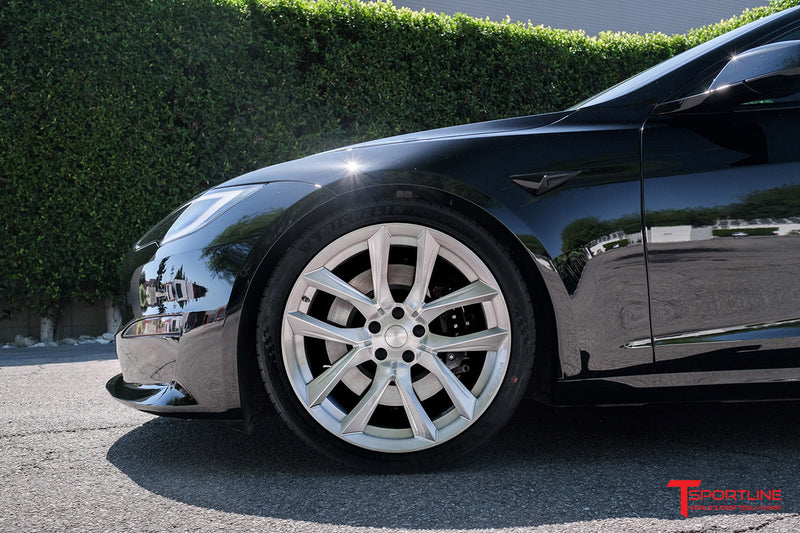 Black Model S 2021 Refresh with 21" TSSF Forged Wheels in Brush Satin ...