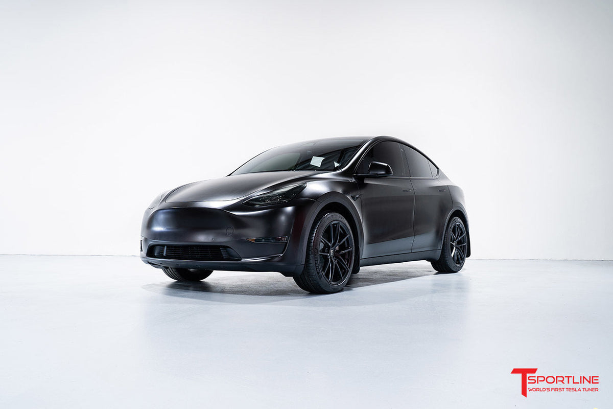 3M Satin Black Tesla Model Y with 20" TSF Wheels - T Sportline - Tesla ...