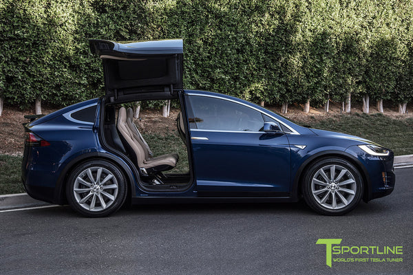 Deep Blue Metallic Model X with 20" TST Tesla Wheel in Brilliant Silve ...