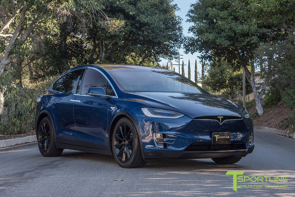 Deep Blue Metallic Model X with 20" TST Tesla Wheel in Gloss Black 1 ...
