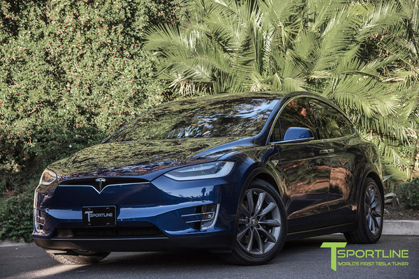 Deep Blue Metallic Model X with 20" TST Tesla Wheel in Metallic Grey 1 ...