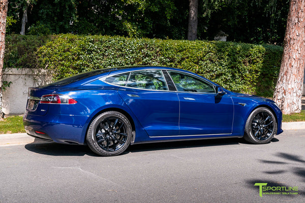 Deep Blue Metallic Tesla Model S with 19" TSS Flow Forged Wheels in Gl ...