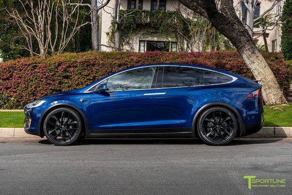 Deep Blue Metallic Tesla Model X with 22" TSS Flow Forged Wheels in Gl ...