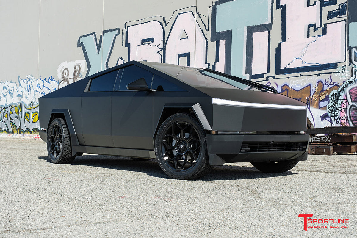 3M Matte Deep Black Tesla Cybertruck with 24" CT7 Forged Wheels - T ...
