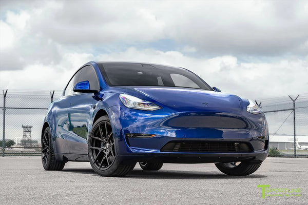 Deep Blue Metallic Tesla Model Y Performance with 20" Falcon Y Wheels ...
