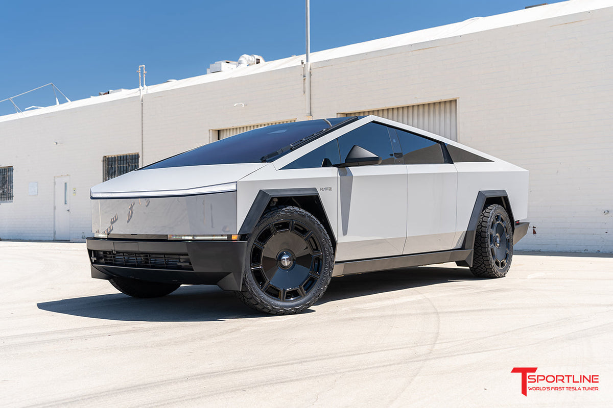 Inozetek Metallic Dolphin Grey PPF Cybertruck with 24" CT10 Forged Whe ...