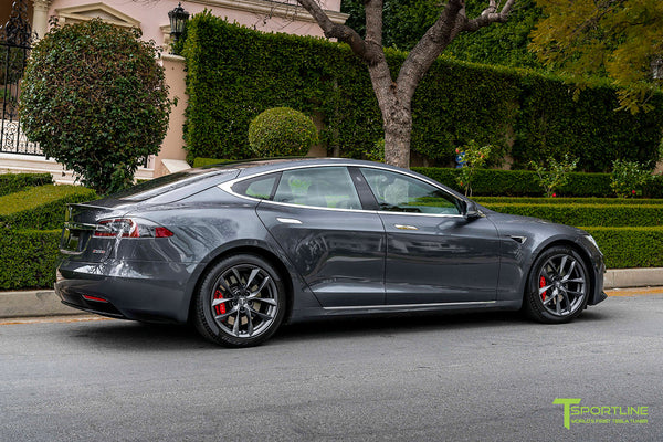 Midnight Silver Metallic Tesla Model S with 19" TSS Flow Forged Wheels ...