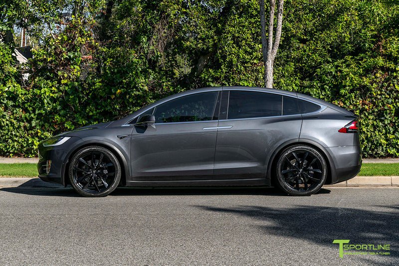 Midnight Silver Metallic Tesla Model X with Gloss Black 22 inch TSS Fl ...