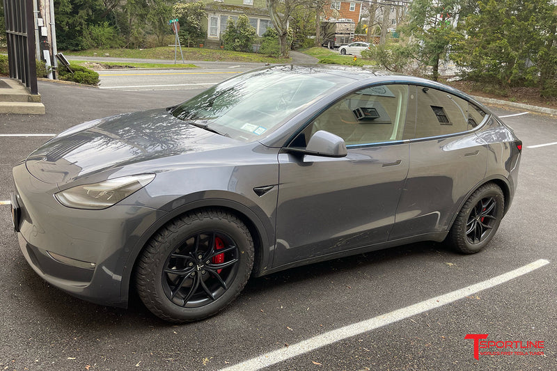 Midnight Silver Metallic Tesla Model Y with 18" TS5 Overland Wheels an ...