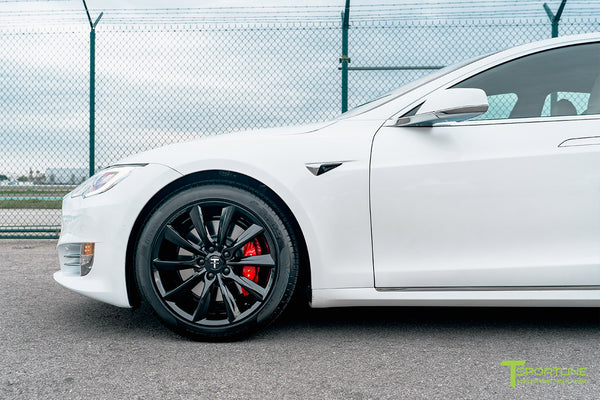 Pearl White Tesla Model S with Gloss Black 19" TST Flow Forged Wheels ...