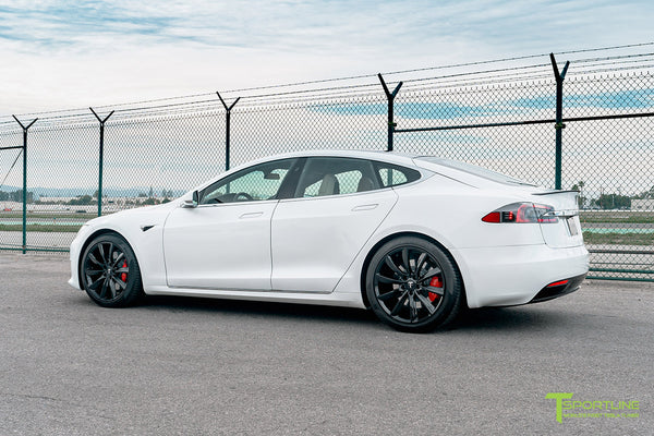 Pearl White Tesla Model S with Gloss Black 20" TST Flow Forged Wheels ...