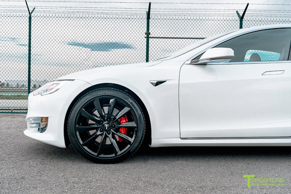 Pearl White Tesla Model S with Gloss Black 20" TST Flow Forged Wheels ...
