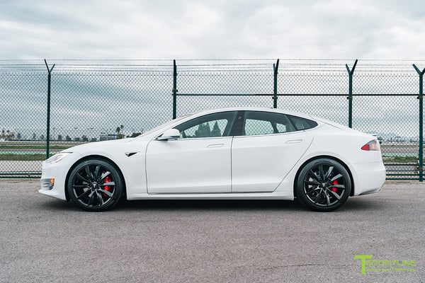 Pearl White Tesla Model S with Matte Black 20" TST Flow Forged Wheels ...