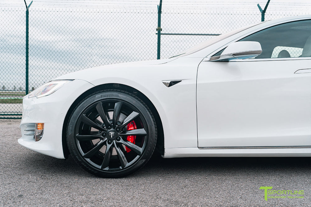 Pearl White Tesla Model S with Matte Black 20" TST Flow Forged Wheels ...