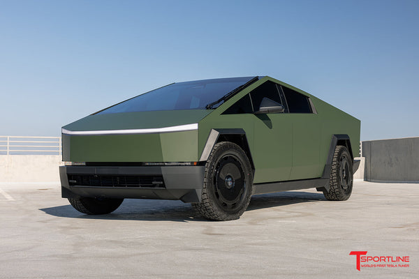 PURE Satin Military Green PPF Cybertruck with 22” CTM Wheels - T ...