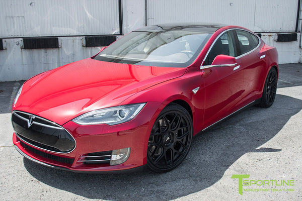 Red Multi-Coat Tesla Model S 1.0 with Matte Black 21 inch TS117 Forged ...