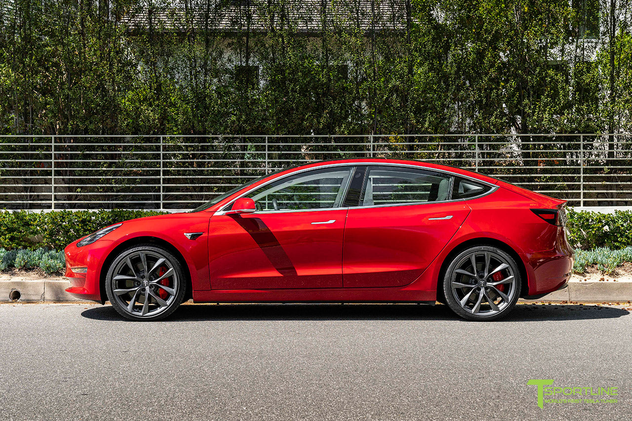 Red Multi-Coat Tesla Model 3 with 20" TSS Flow Forged Wheels in Space ...