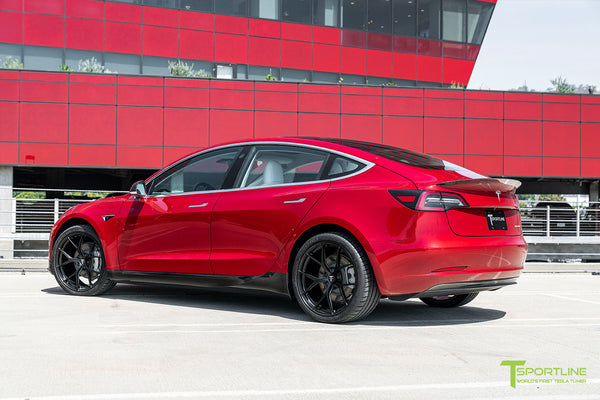 Red Multi-Coat Tesla Model 3 with Gloss Carbon Fiber Executive Trunk W ...