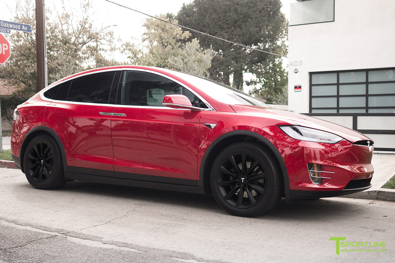 Tesla Model S Red With Black Rims