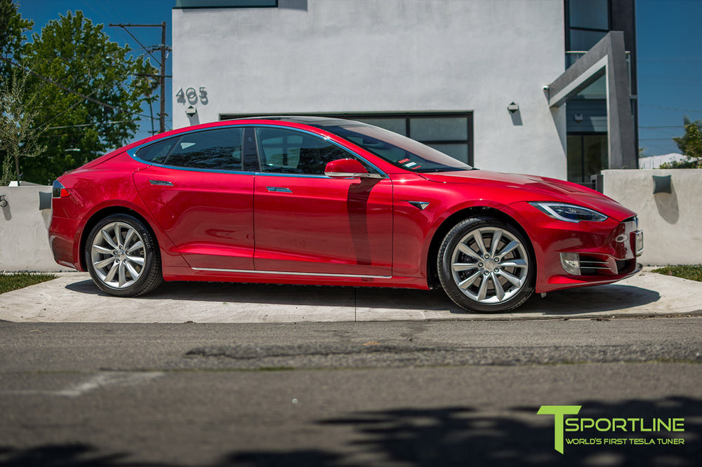 Red Multi-Coat Model S 2.0 with 19" TST Tesla Wheel in Brilliant Silve ...