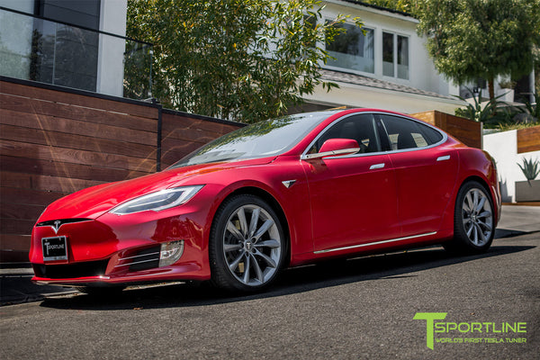 Red Multi-Coat Model S 2.0 with 20" TST Tesla Wheel in Metallic Grey 3 ...