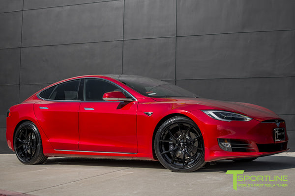 Red Multi-Coat Tesla Model S 2.0 with 21" TS115 Forged Wheel in Gloss ...