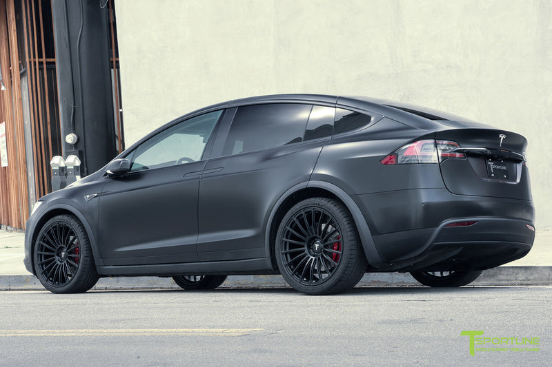 Satin Black Tesla Model X with Matte Black MX118 22 inch Forged Tesla ...