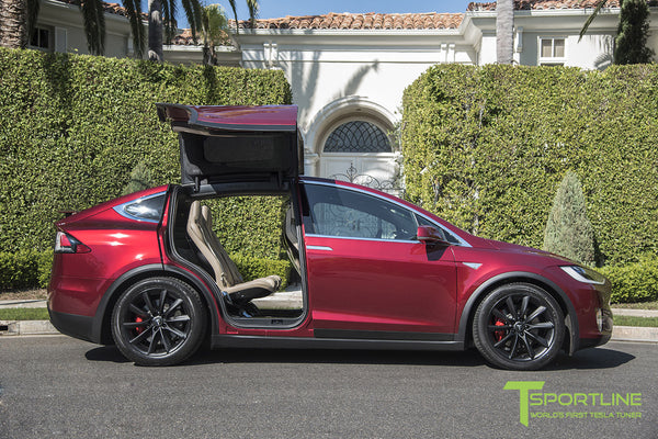 Signature Red Model X with 20" TST Tesla Wheel in Matte Black 3 - T ...