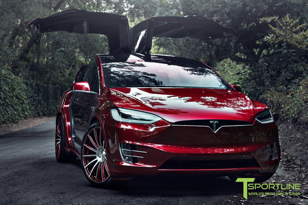Signature Tesla Model X with Diamond Signature Red 22" MX114 Forged Wh ...