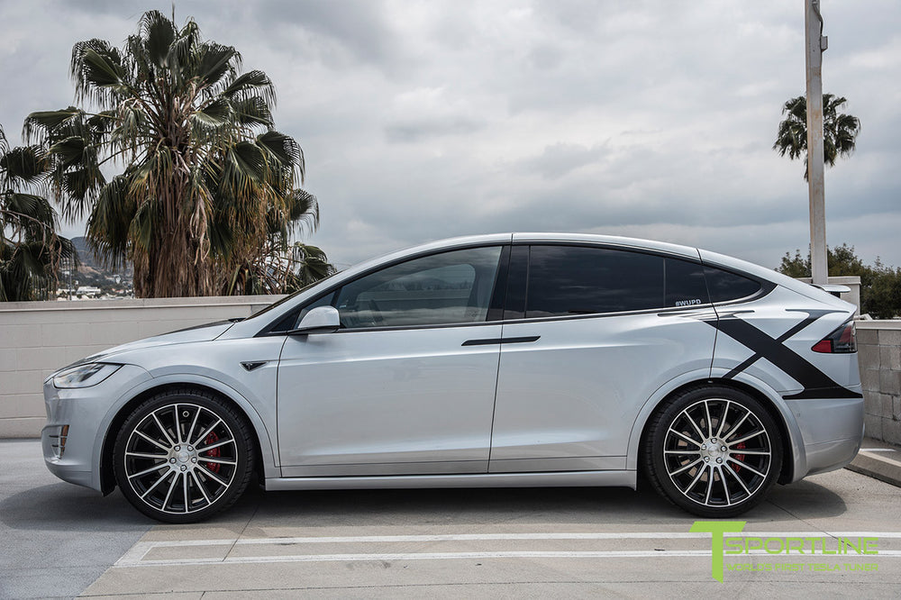 Silver Tesla Model X with Diamond Black 22 inch MX114 Forged Wheels 2 ...