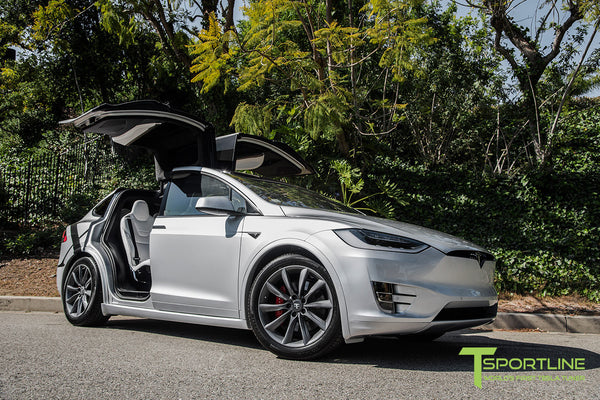 Silver Model X with 20" TST Tesla Wheel in Metallic Grey 3 - T ...