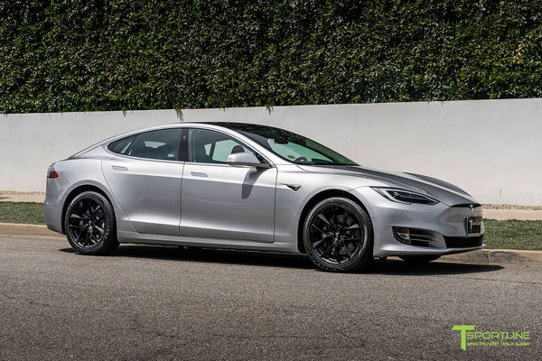 Silver Tesla Model S with 19" TSS Flow Forged Wheels in Gloss Black by ...