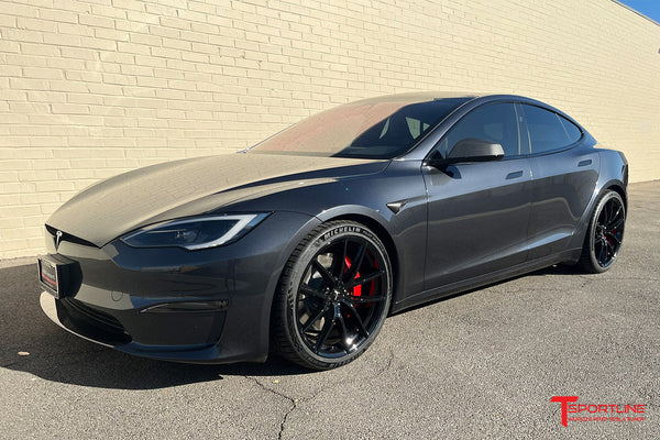 Stealth Gray Tesla Model S with 21" TSF Wheels - T Sportline - Tesla ...