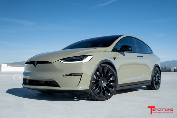 Inozetek Super Gloss Khaki Green Tesla Model X with 22" TSV Wheels - T ...