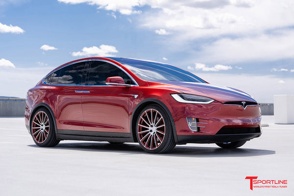 TMaxx Metallic Mars Red Tesla Model X with 22" MX114 Forged Wheels - T ...
