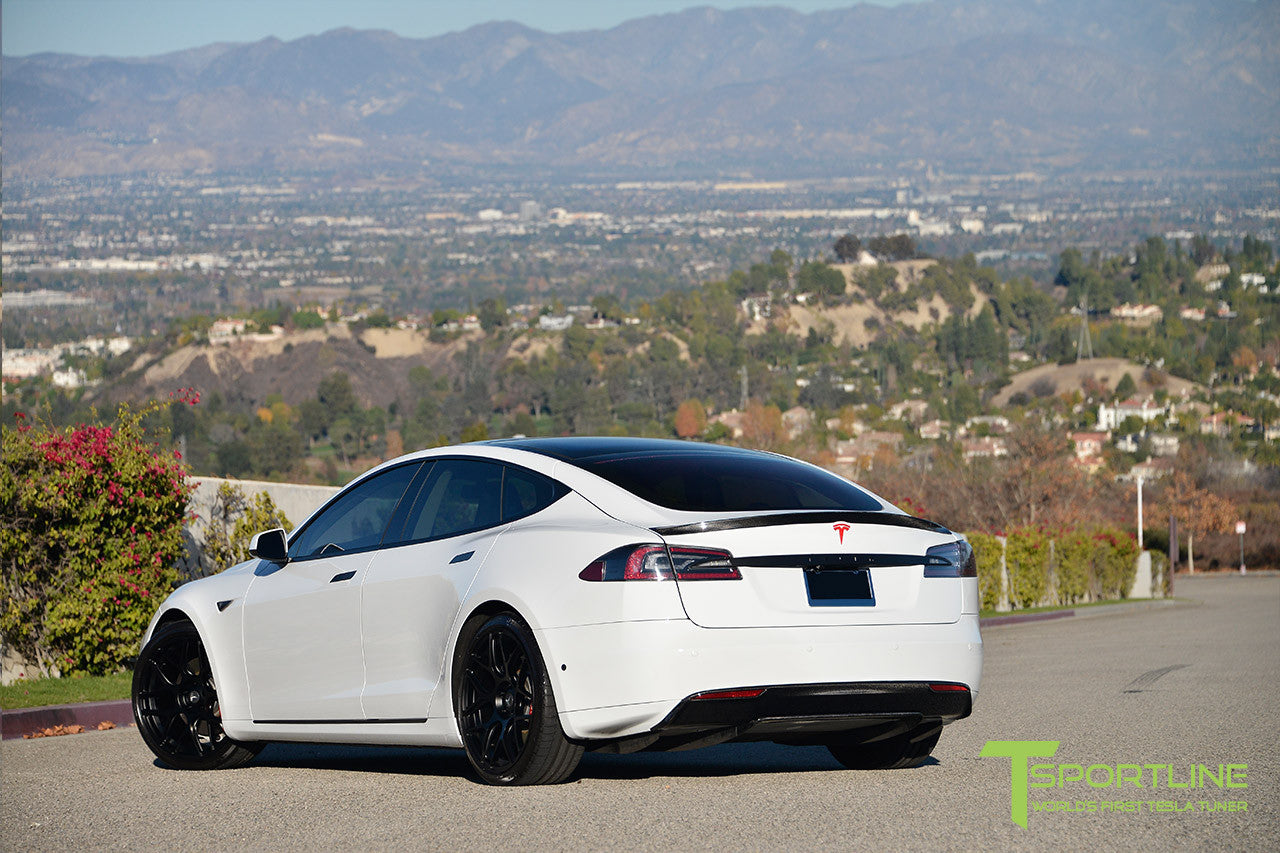 White Tesla Model S 1.0 with Gloss Black 21 inch TS117 Forged Wheels 2 ...