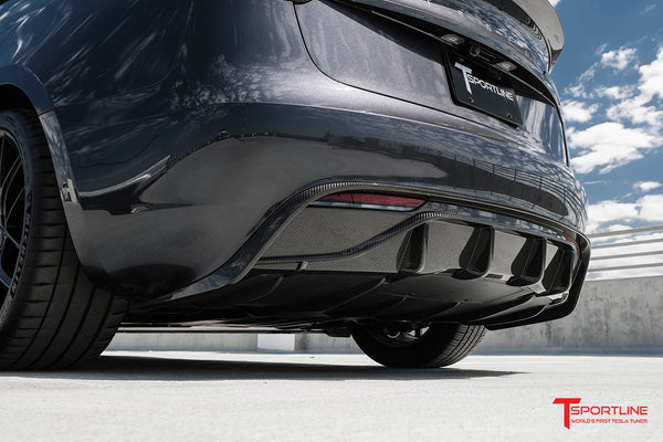 Tesla Model 3 Highland Carbon Fiber Rear Diffuser - T Sportline - Tesla ...