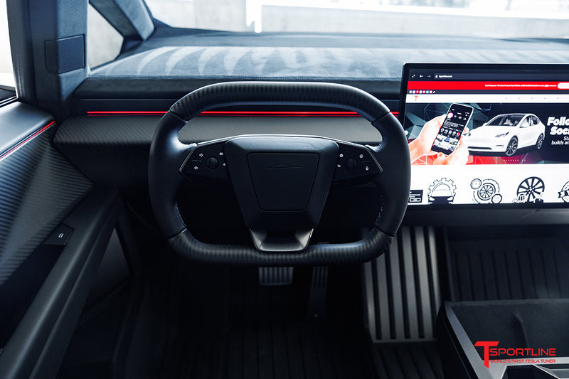 Tesla Cybertruck Carbon Fiber Squircle Yoke Steering Wheel - T ...