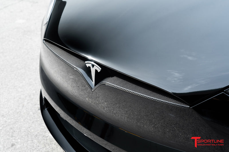 Tesla Model S Plaid & Long Range Carbon Fiber Front V Trim For Fascia ...