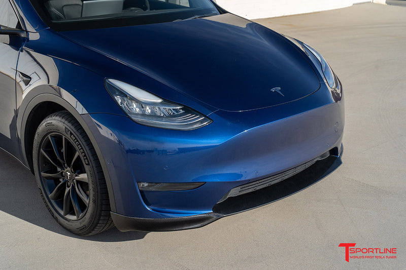 Tesla Model Y Carbon Fiber Front Apron - T Sportline - Tesla Model S, 3 ...