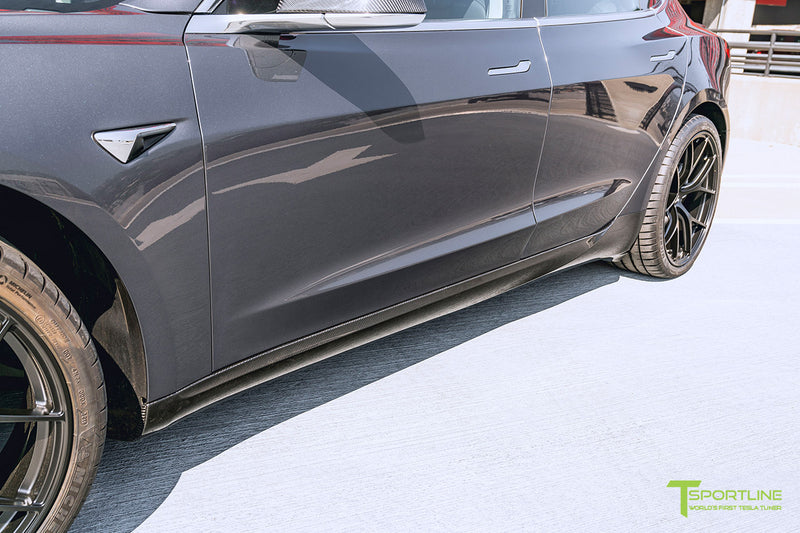 Tesla Model 3 Carbon Fiber Side Skirts (Rocker Panel) - T Sportline ...