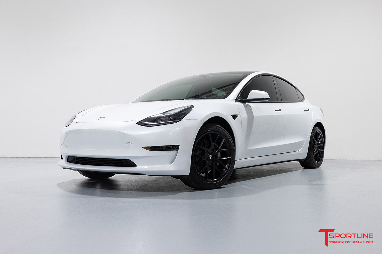 Tesla model 3 white black rims store