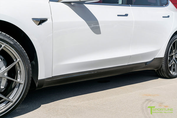 Tesla Model 3 Carbon Fiber Side Skirts (Rocker Panel) - T Sportline ...
