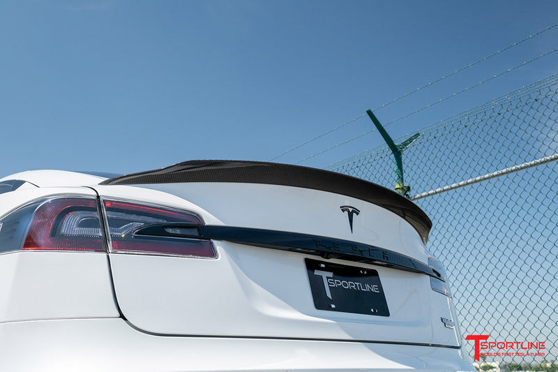 Tesla Model S Carbon Fiber Sport Trunk Decklid Spoiler - T Sportline ...