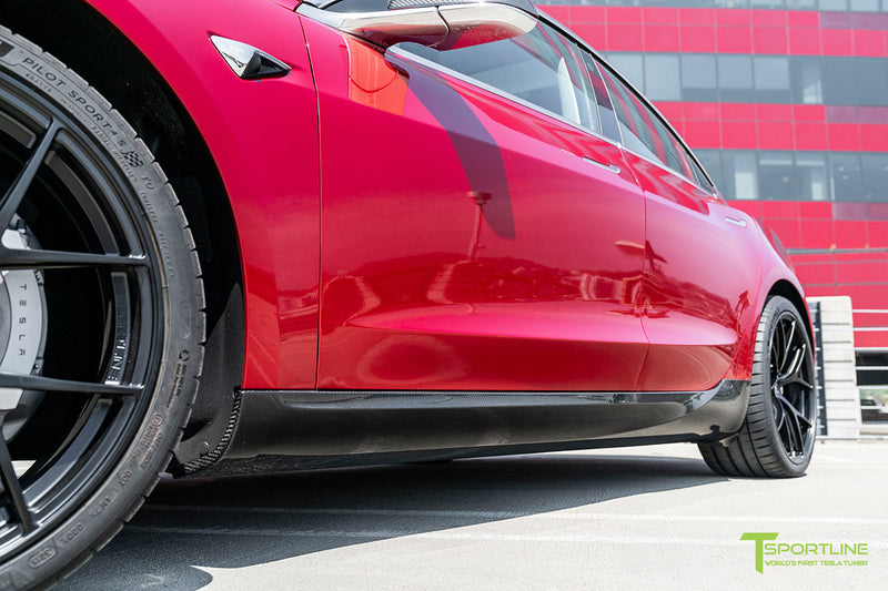 Tesla Model 3 Carbon Fiber Side Skirts (Rocker Panel) - T Sportline ...