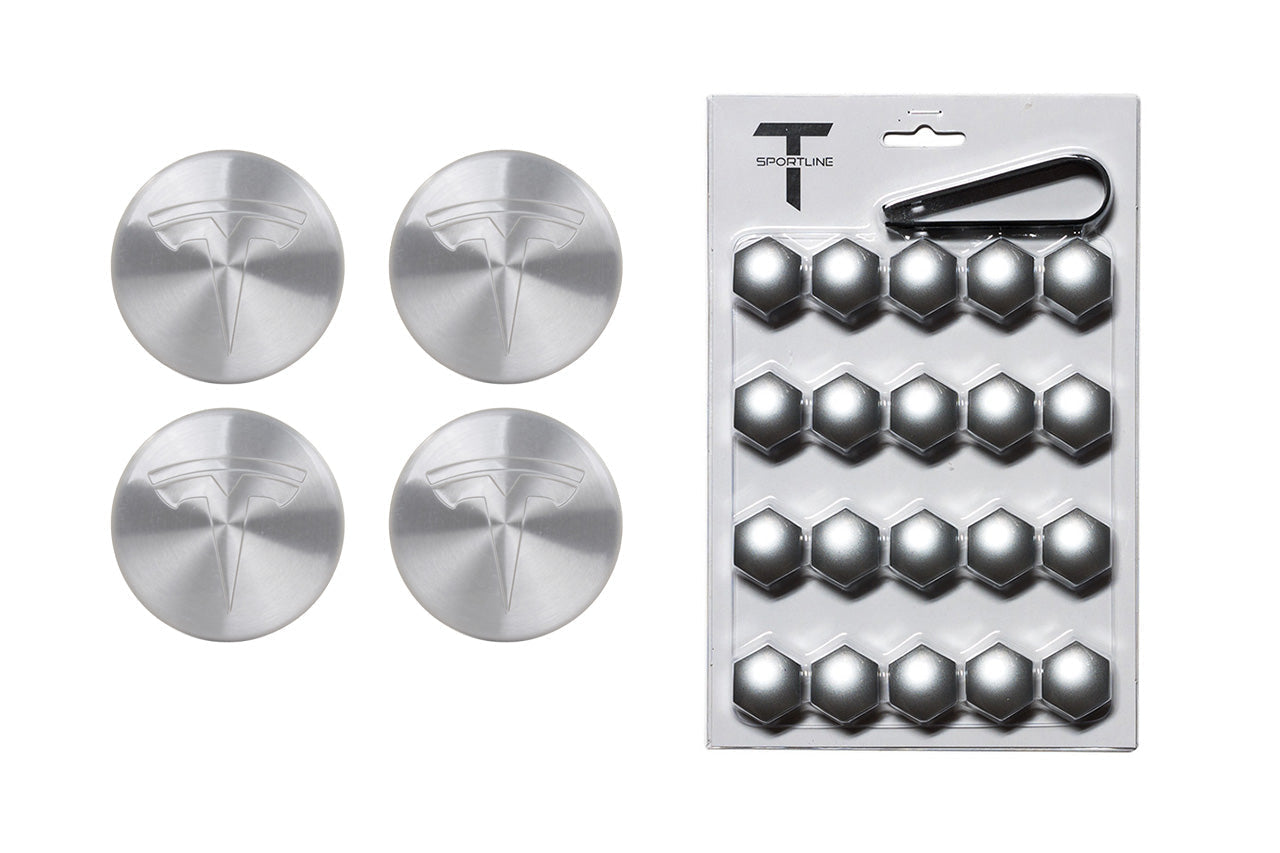 Tesla Model X Factory Center Cap Set and Wheel Lug Nut Cover Set - T ...